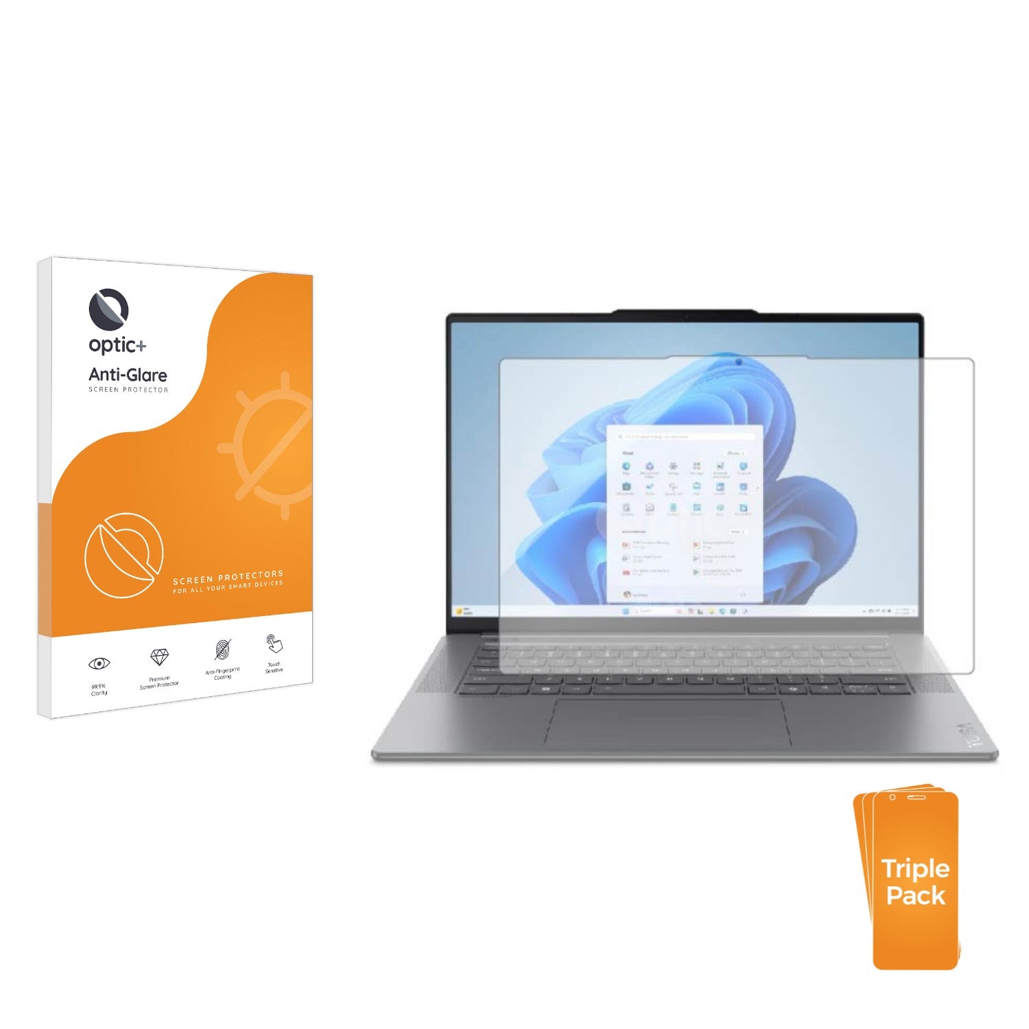 3pk Optic+ Anti-Glare Screen Protectors for Lenovo Yoga Slim 7i Gen 9 15 Aura Edition - ScreenShield