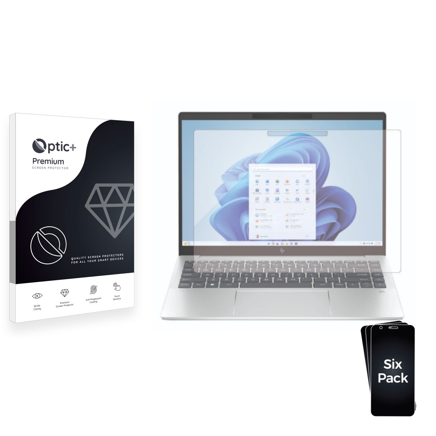 6pk Optic+ Premium Film Screen Protectors for HP Pavilion Plus 14-ew - ScreenShield