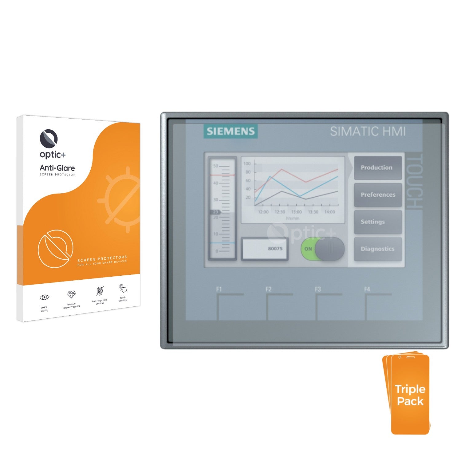3pk Optic+ Anti-Glare Screen Protectors for Siemens Simatic HMI KTP 400 ...