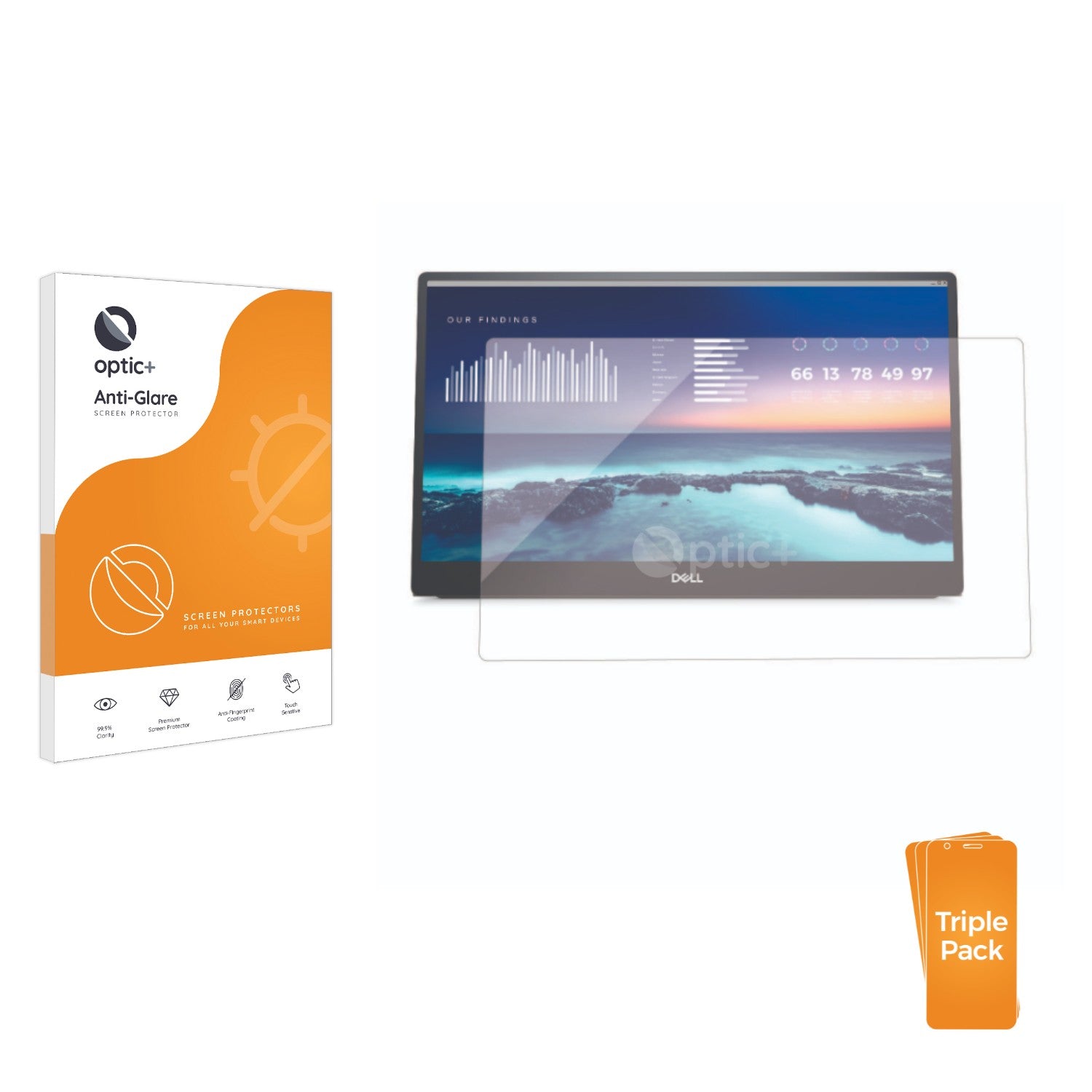 3pk Optic+ Anti-Glare Screen Protectors for Dell P1424H - ScreenShield