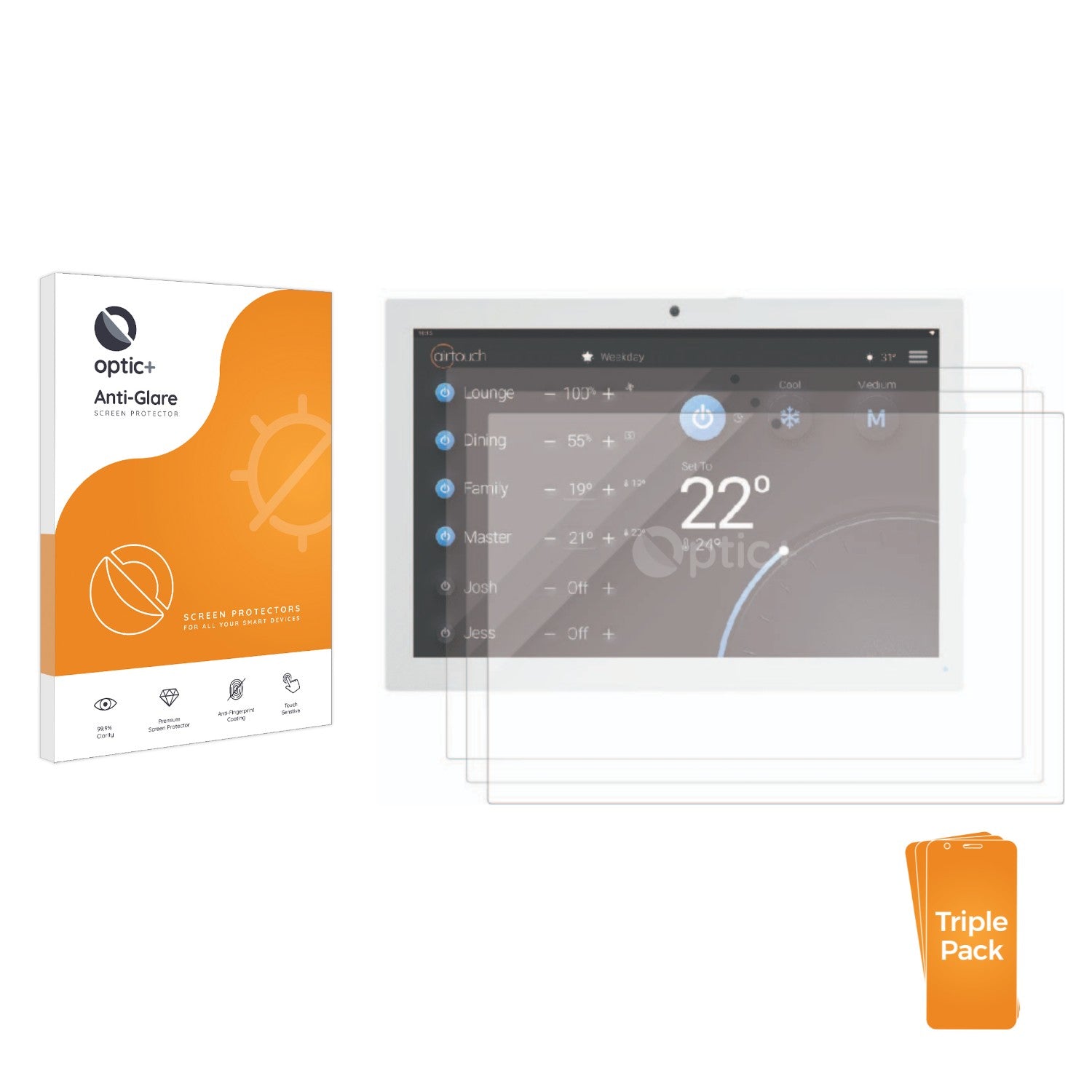 3pk Optic+ Anti-Glare Screen Protectors for Polyaire AirTouch 5 Console ...