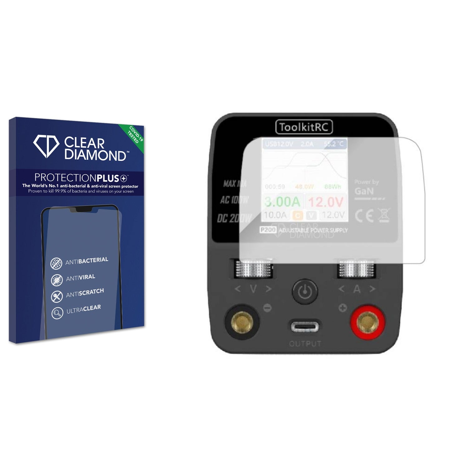 Clear Diamond Anti-viral Screen Protector for ToolkitRC P200 V2 ...