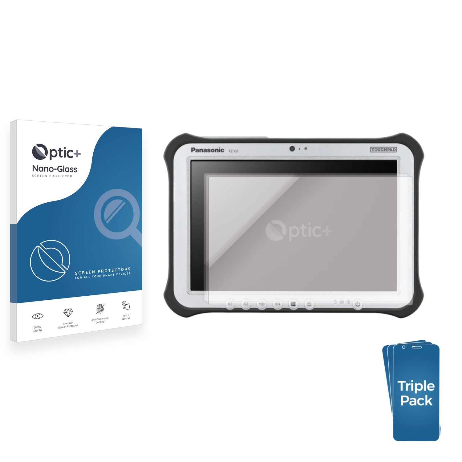3pk Optic+ Nano Glass Screen Protectors for Panasonic Toughpad FZ-G1 ...