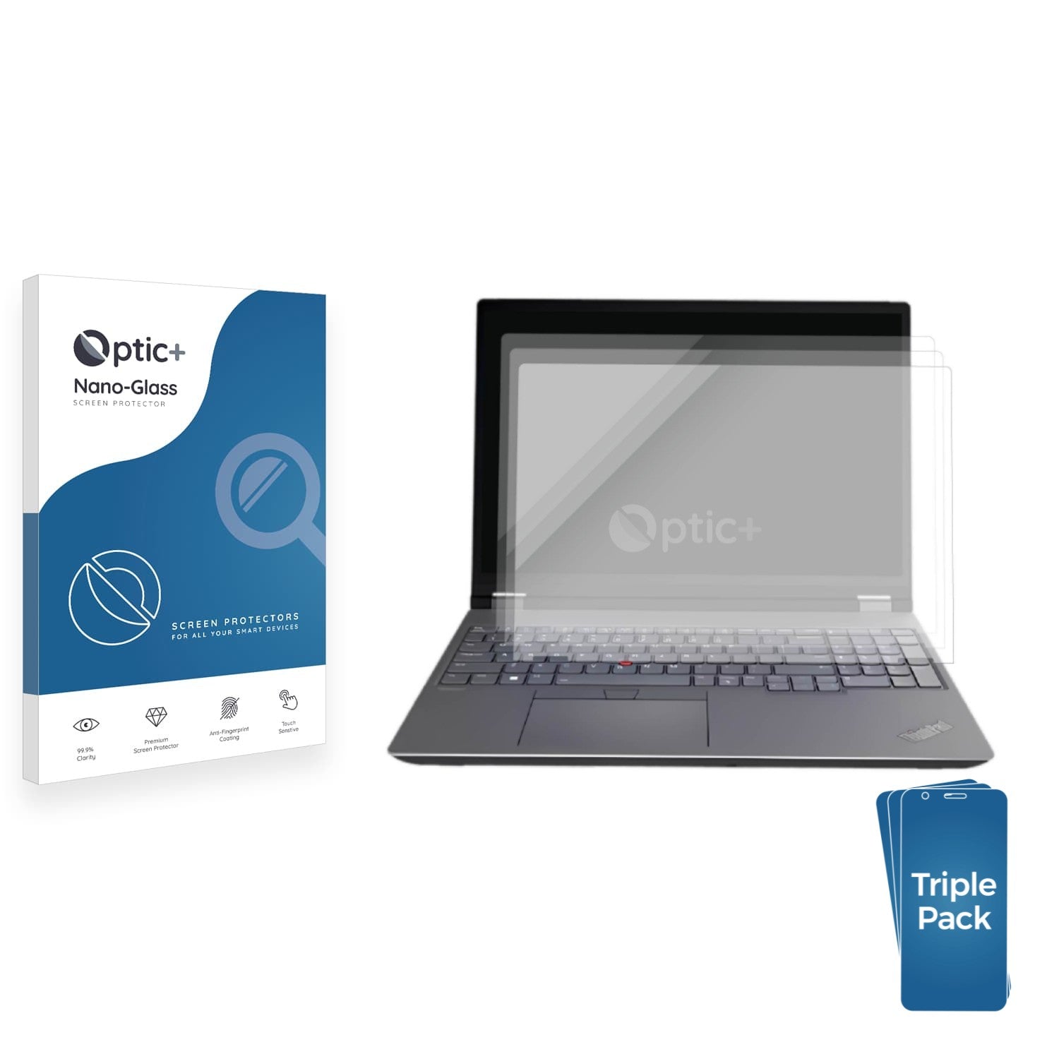 3pk Optic+ Nano Glass Screen Protectors for Lenovo ThinkPad P16 (Gen 2 ...