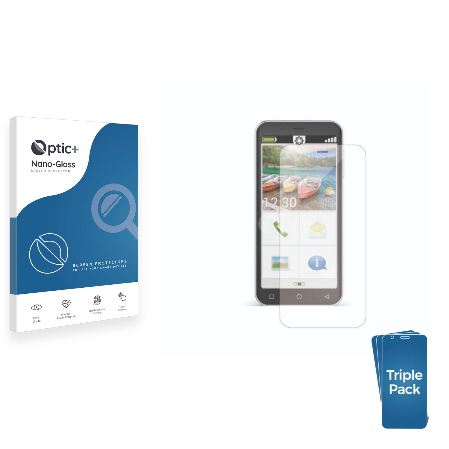 3pk Optic+ Nano Glass Screen Protectors for Emporia Smart 5 Mini ...
