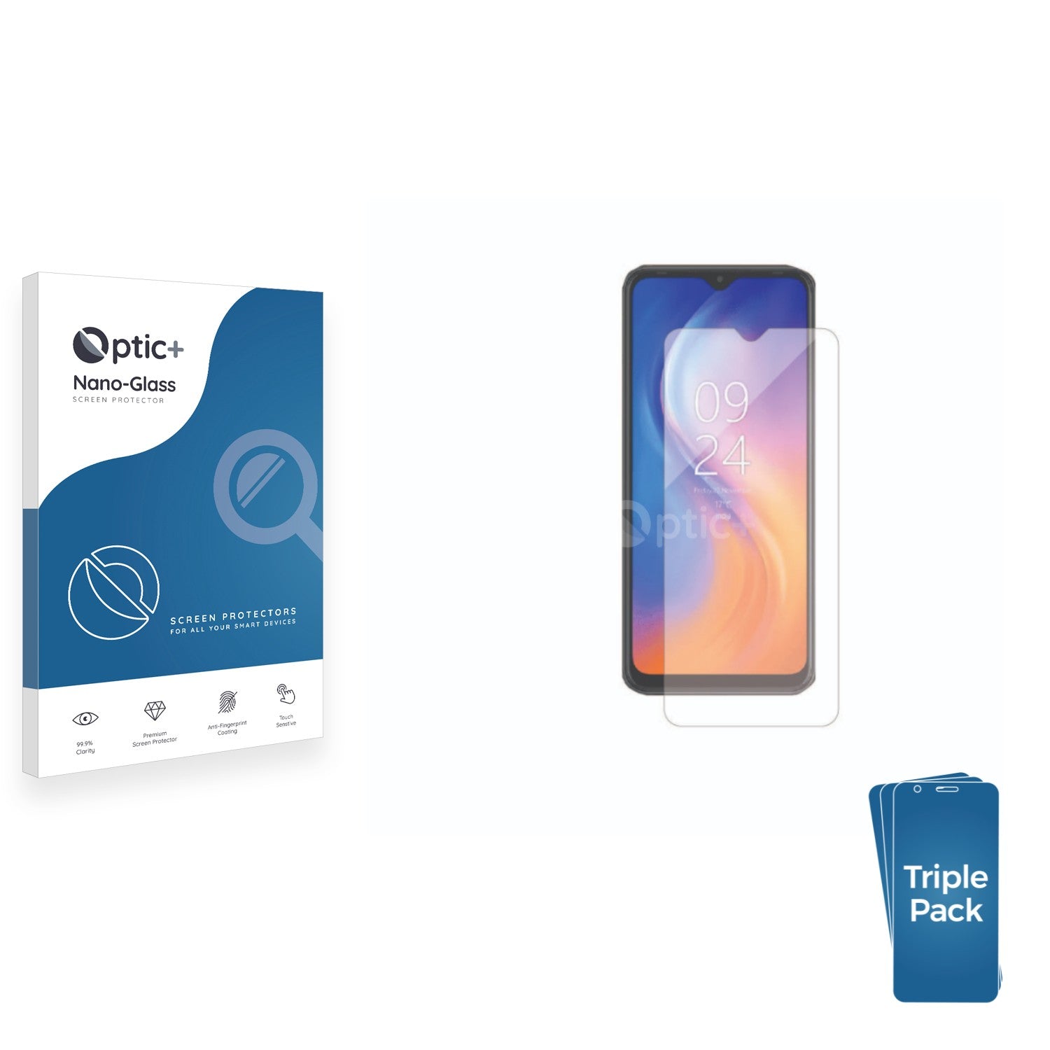 3pk Optic+ Nano Glass Screen Protectors for Tecno Spark 7P - ScreenShield