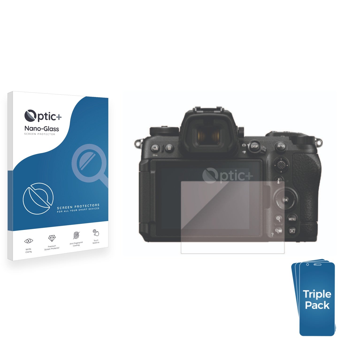 3pk Optic+ Nano Glass Screen Protectors for Nikon Z6 III - ScreenShield