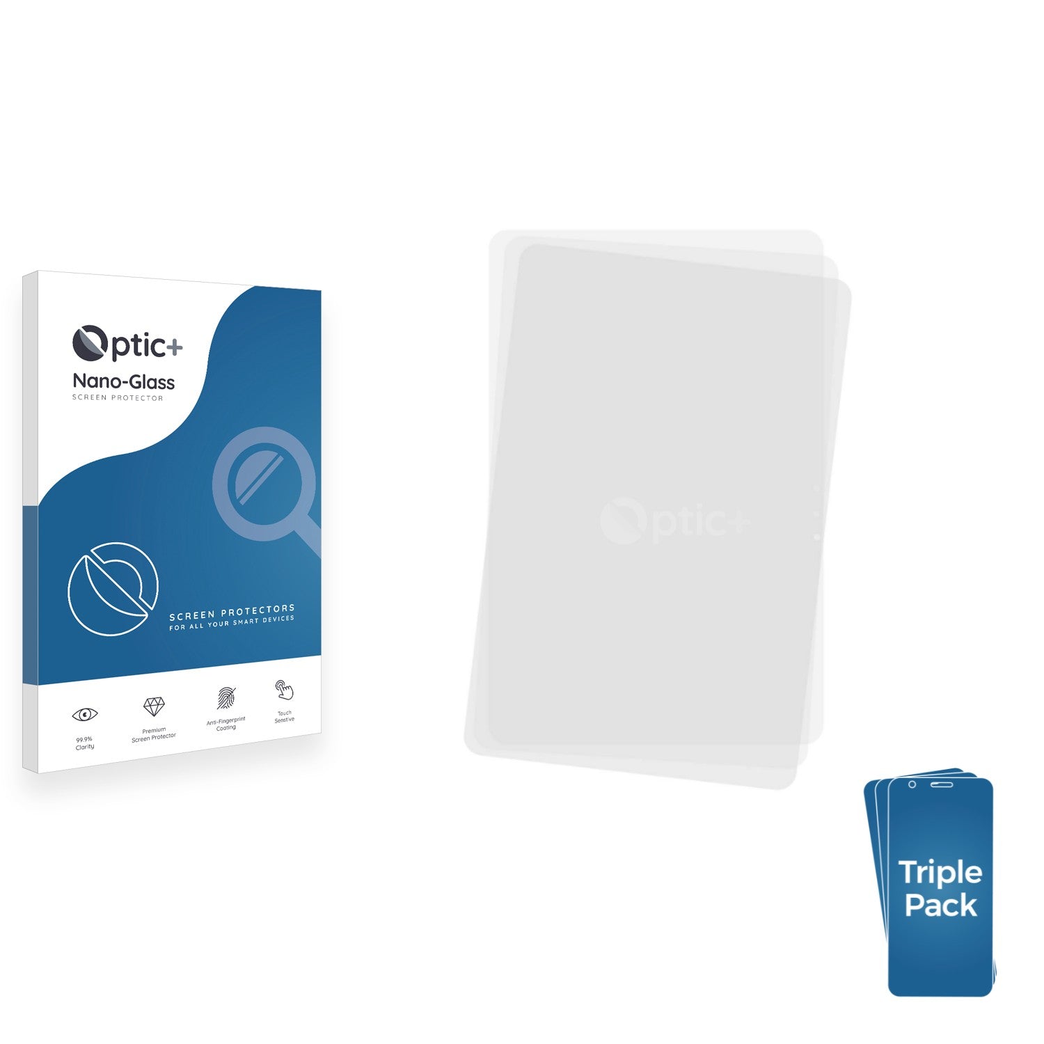 3pk Optic+ Nano Glass Screen Protectors for Juedur R700 - ScreenShield