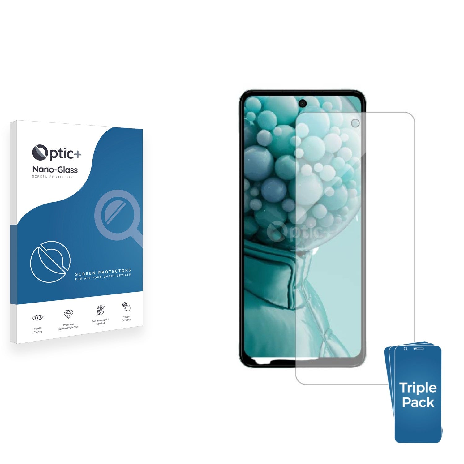 3pk Optic+ Nano Glass Screen Protectors for HMD Pulse Plus - ScreenShield