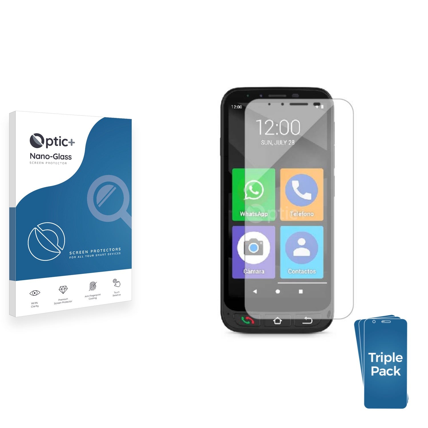 3pk Optic+ Nano Glass Screen Protectors for SPC Zeus 4G Pro - ScreenShield