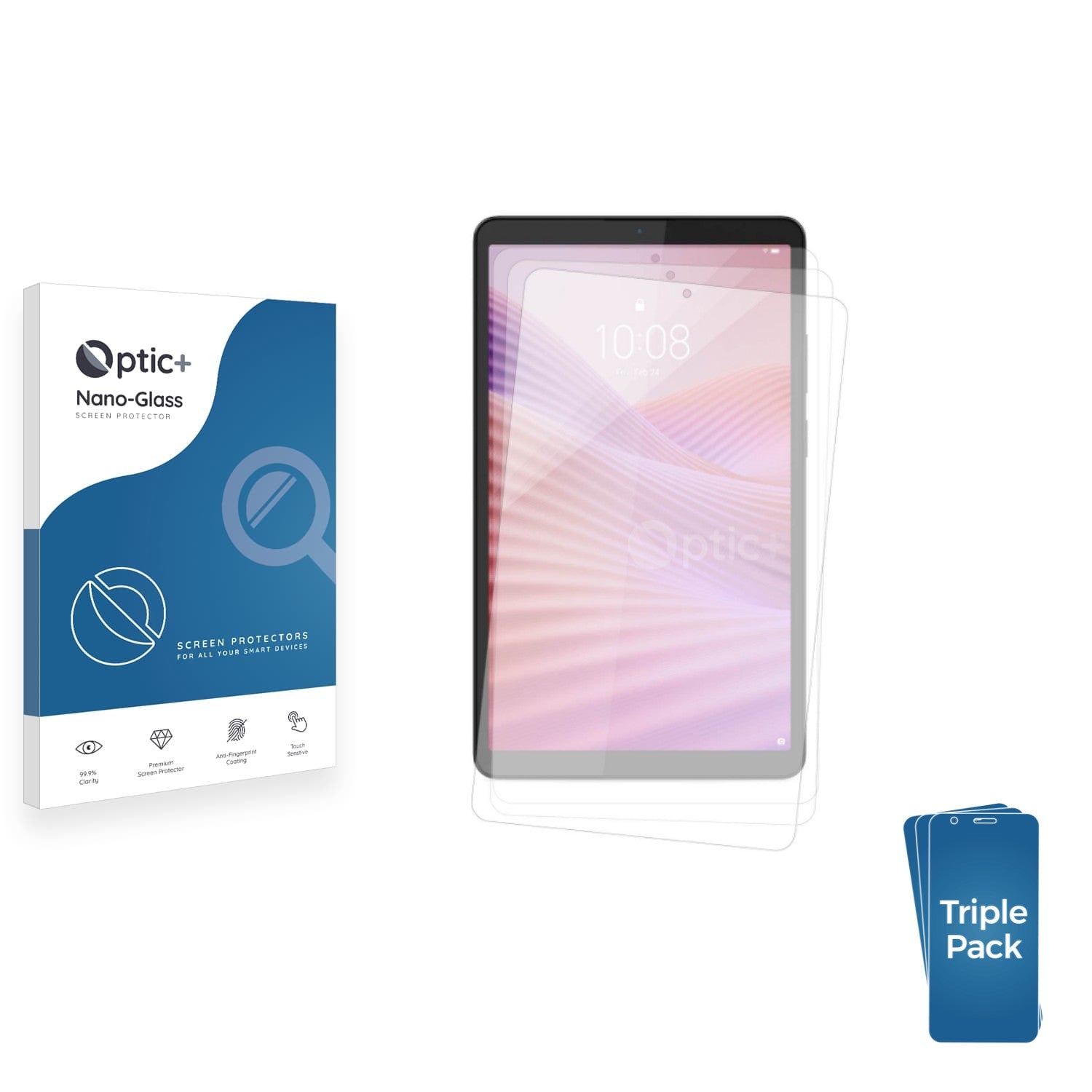 3pk Optic+ Nano Glass Screen Protectors for Lenovo Tab One 8.7 ...