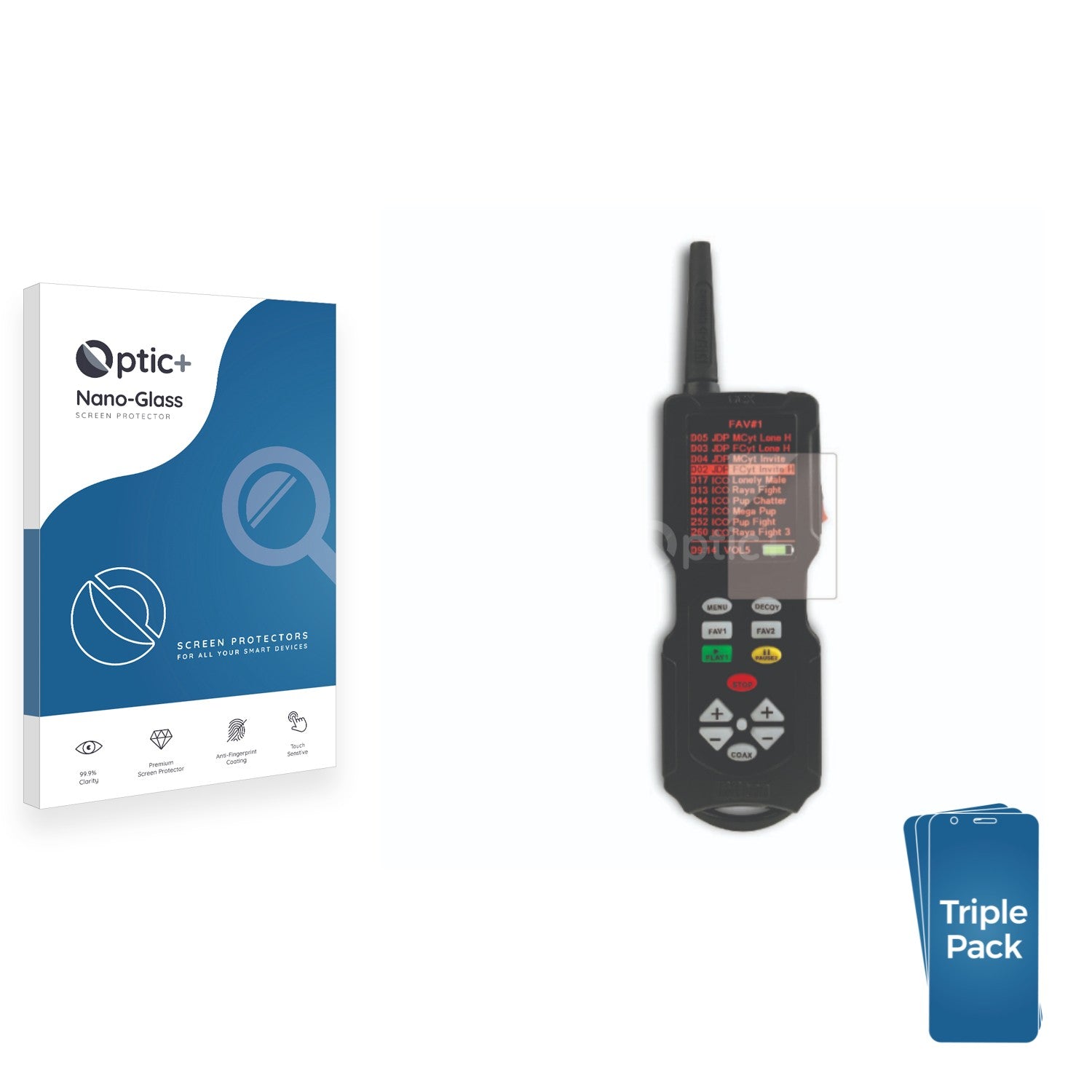 3pk Optic+ Nano Glass Screen Protectors for Sabre GCX Remote - ScreenShield