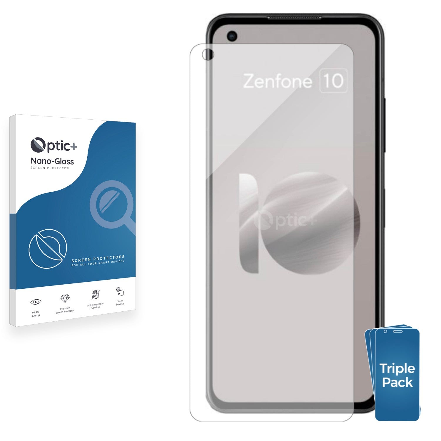 3pk Optic+ Nano Glass Screen Protectors for Asus ZenFone 10 - ScreenShield