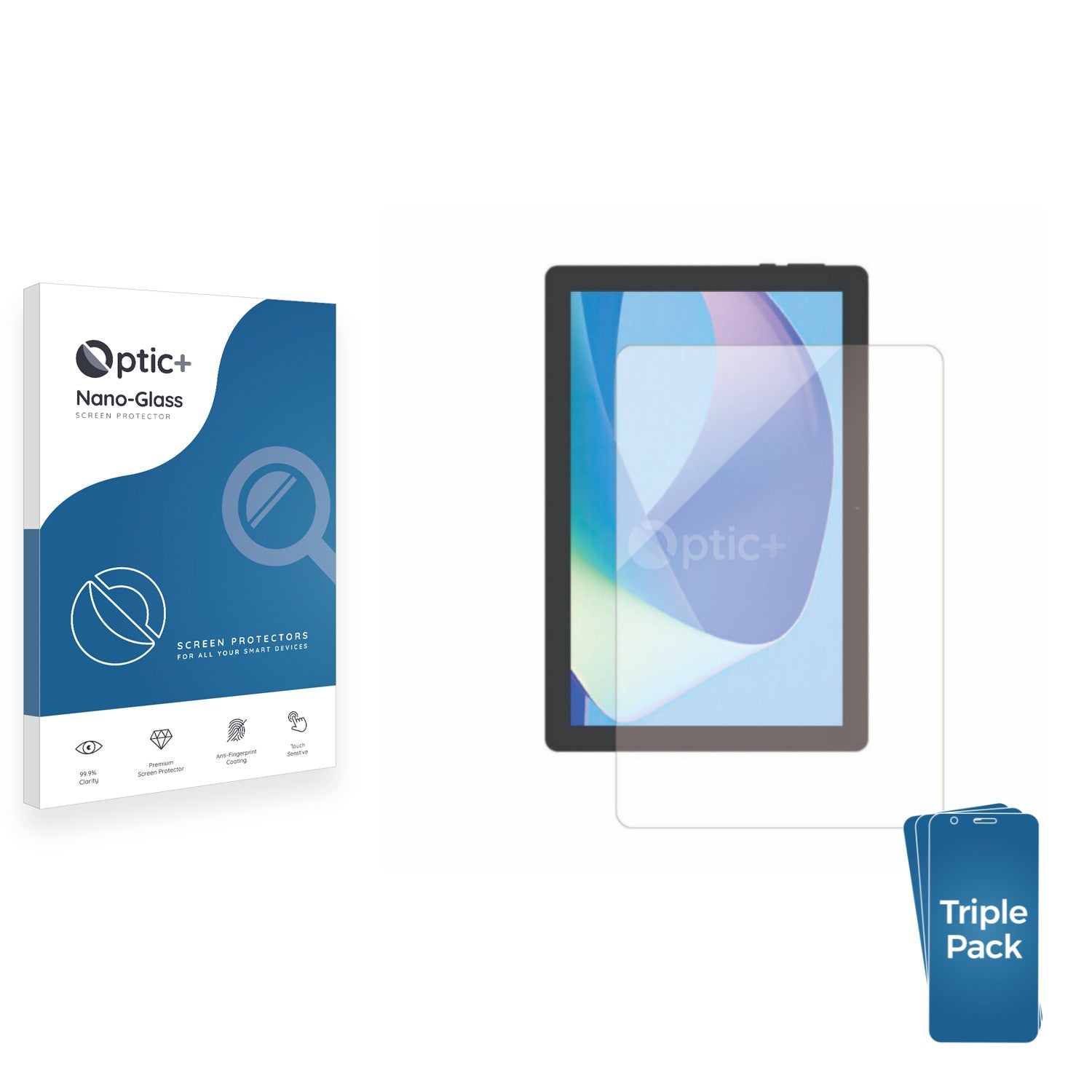 3pk Optic+ Nano Glass Screen Protectors for Doogee U10 - ScreenShield