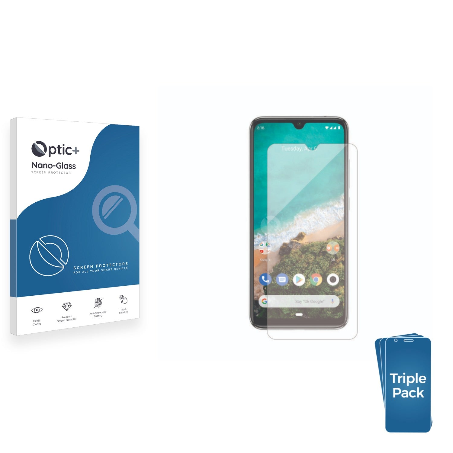 3pk Optic+ Nano Glass Screen Protectors for Xiaomi Redmi A3 - ScreenShield