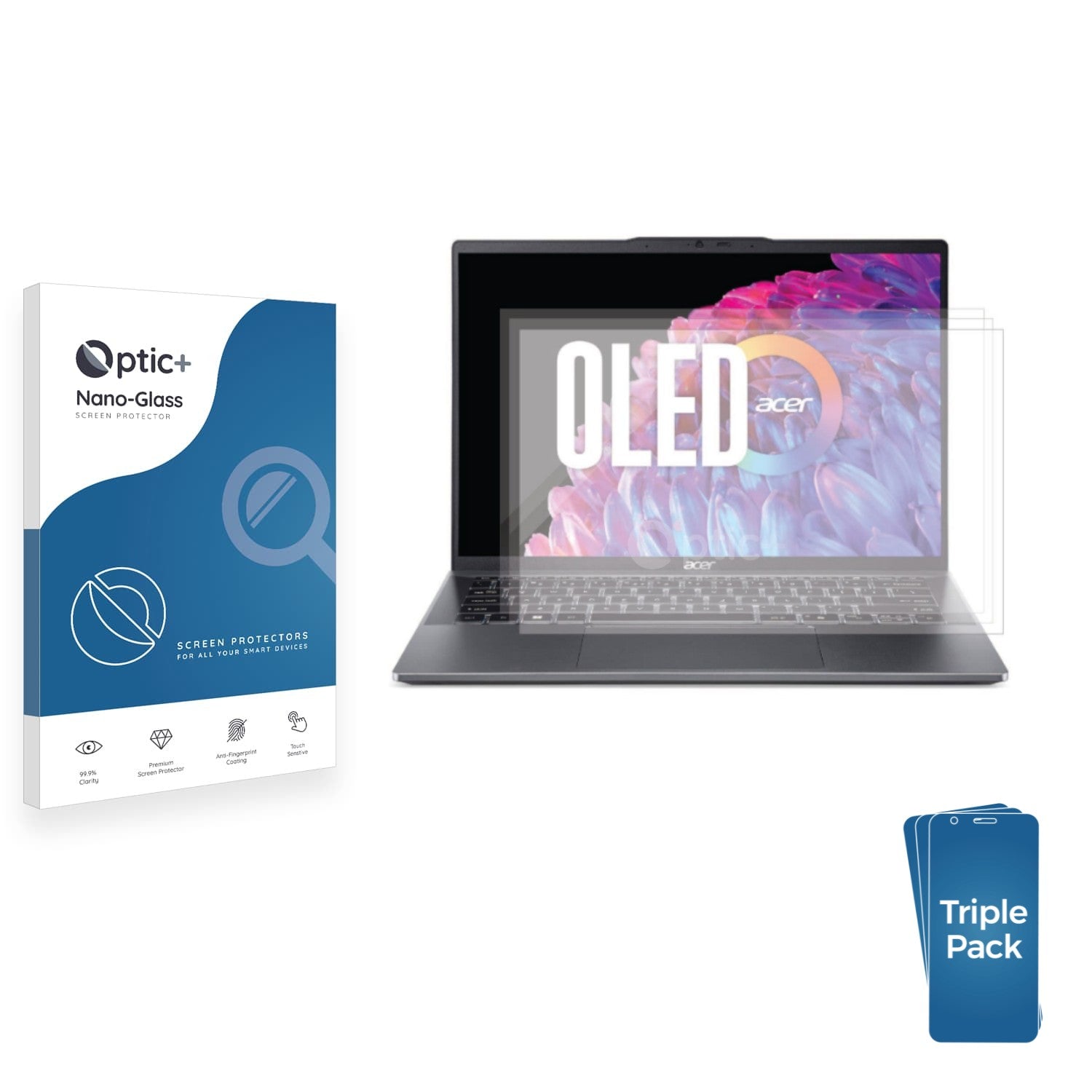 3pk Optic+ Nano Glass Screen Protectors for Acer Swift Go 14 OLED ...