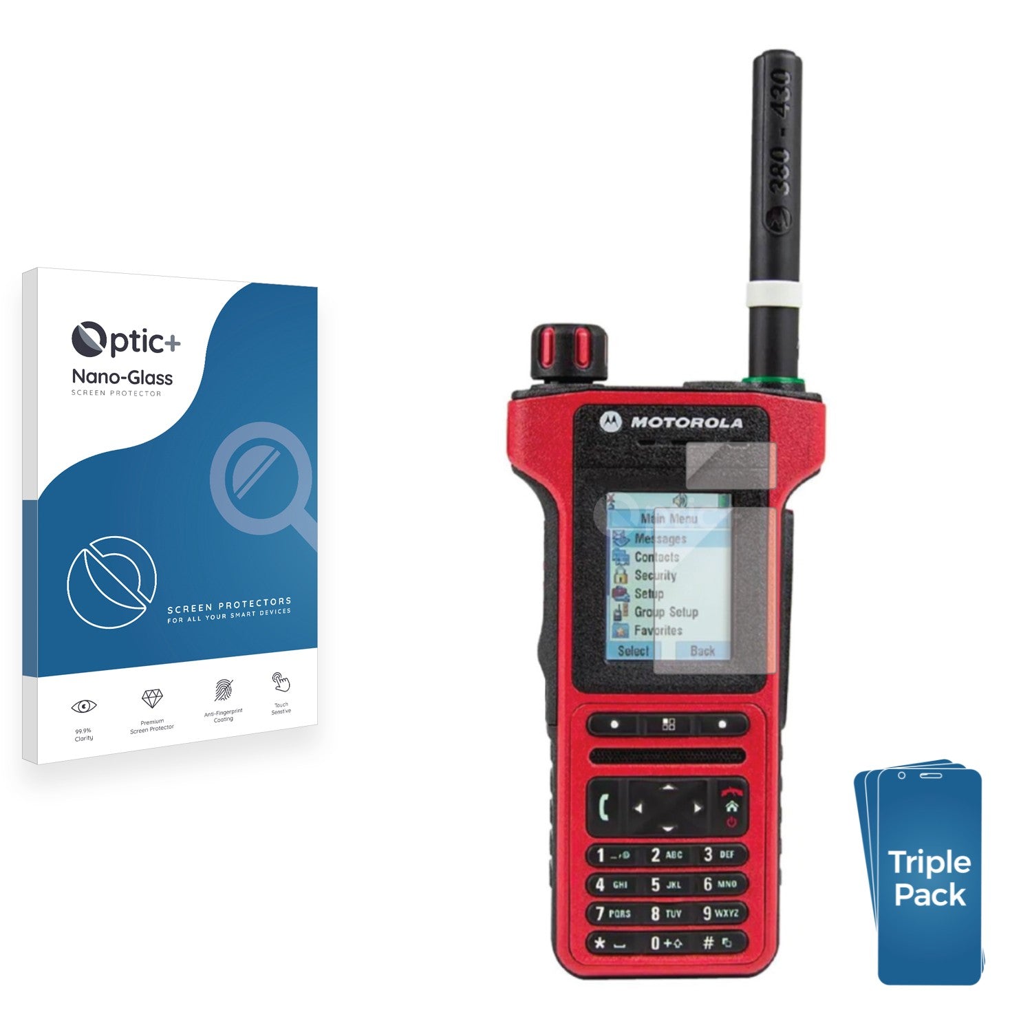 3pk Optic+ Nano Glass Screen Protectors for Motorola MTP8550EX ...