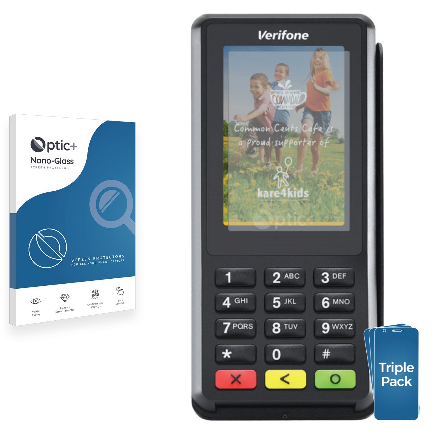 3pk Optic+ Nano Glass Screen Protectors for Verifone P400 - ScreenShield